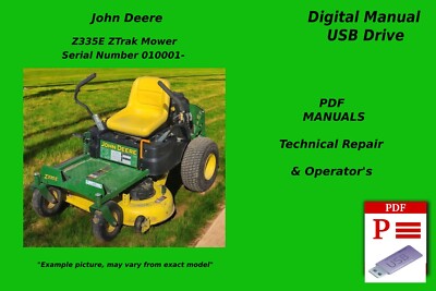 John Deere Z335E ZTrak Mower Technical Repair & Operator's Manual USB ...