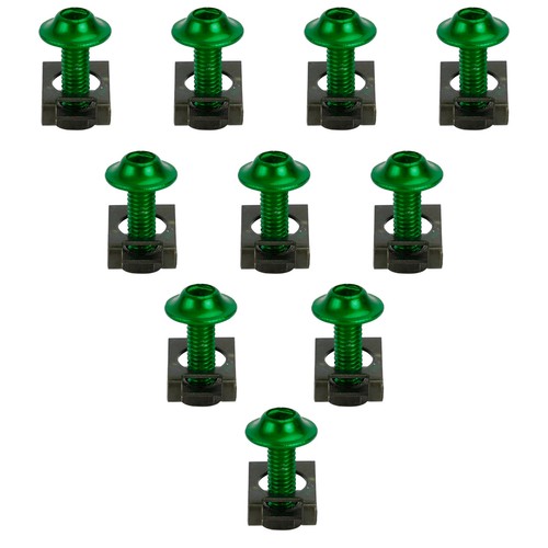 10x Aluminum M6x20mm Motorcycle Screen Bolts & Spring C clips Green For ...