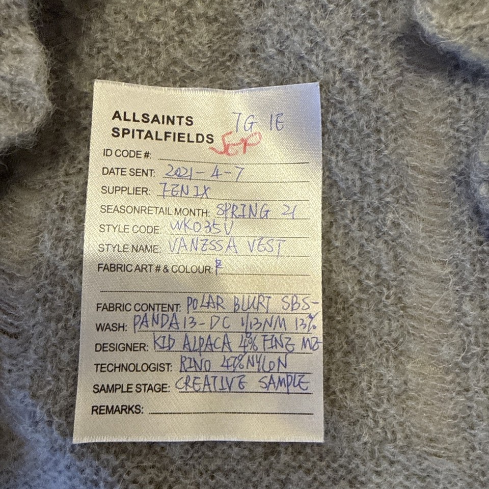 All Saints Top Size Grey Wool Blend Soft Vanessa Vest Top New Size Medium | eBay UK