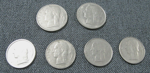 6 Vintage 60's Belgian Francs coins for crafts, jewelry making ...