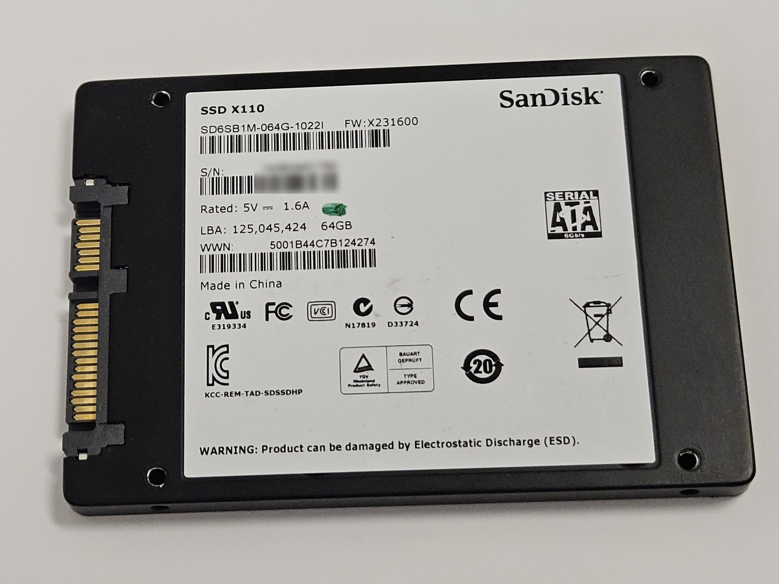 SanDisk 64GB SSD X110 2.5" SATA Internal Solid State Drive SD6SB1M-064G ...