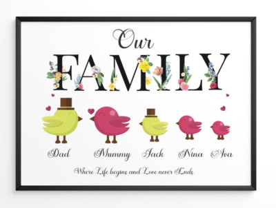 FRAMED Personalised Our Family Print Home Decor For CHRISTMAS Gifts ...