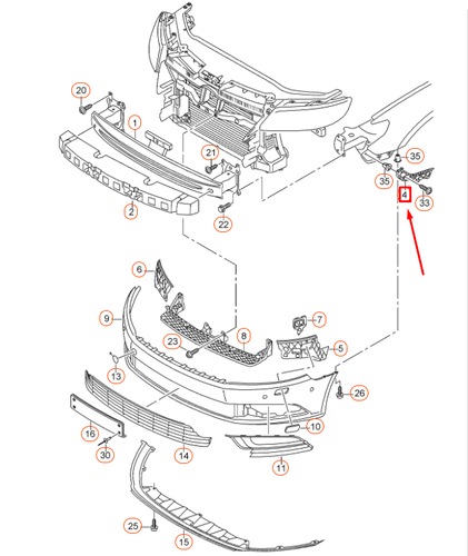Volkswagen CC Front Bumper Left Guide Profile 3C8807183C | eBay Australia
