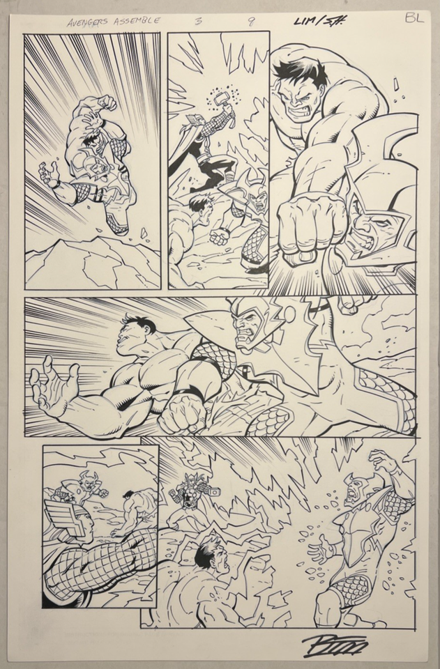 Avengers Vs #1 (2015) Original Comic Art Pg 9 Ron Lim Scott Hanna Hulk ...
