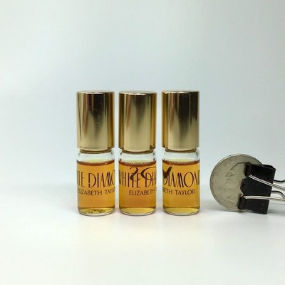 3x Elizabeth Taylor WHITE DIAMONDS Mini Rollerball Perfume - 3ml / .1 ...