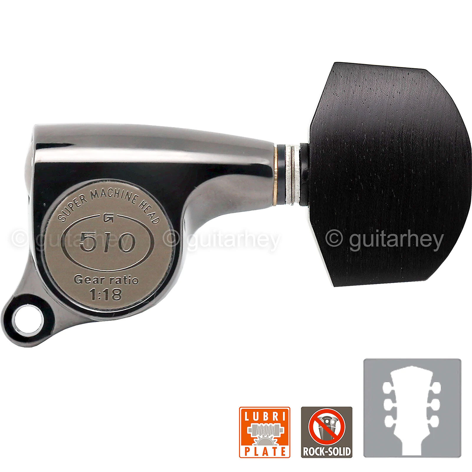 NEW Gotoh SGS510Z-EN01 L3+R3 Set Tuners EBONY Buttons 1:18 Ratio 3x3 ...