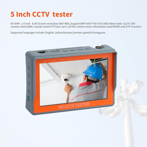 CCTV Camera Tester Monitor IV5 5Inch 8MP AHD TVI CVI CVBS Portable CCTV ...