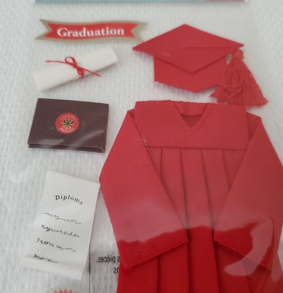 NEW Jolee's Boutique Dimensional Stickers GRADUATION RED CAP & GOWN w ...