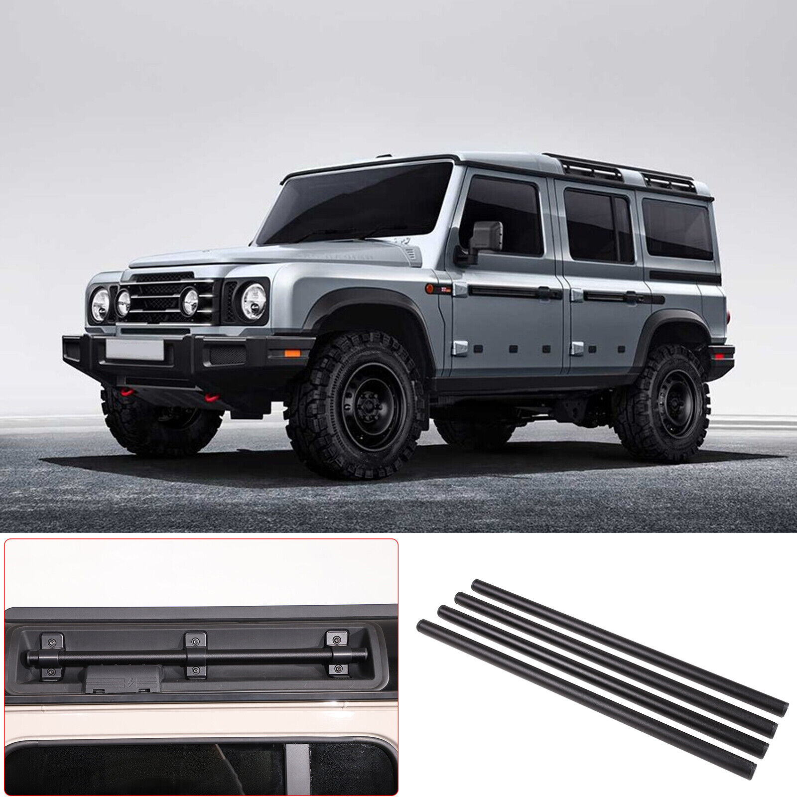 Black Alloy Roof Rack Side Rails Luggage Carrier Cargo Bar For Ineos ...