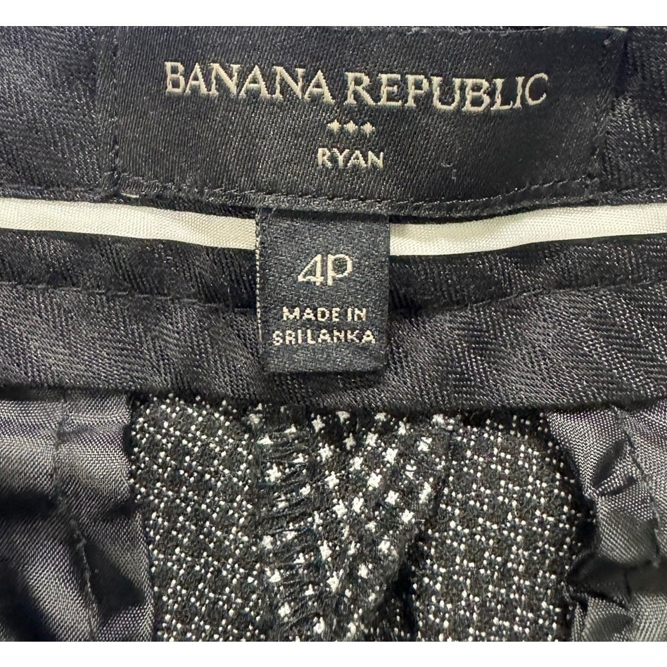 Banana Republic Ryan Fit 4P Black White Pattern Print Pants Polyester ...