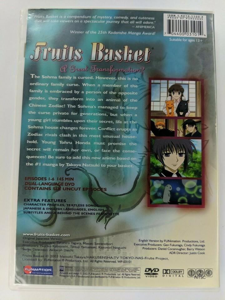 Fruits Basket A Great Transformation DVD 2002 Anime includes 6 Uncut ...