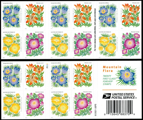 USA 2022 Stamps MNH Booklet Forever Mountain Flora Flowers Sheet of 20 ...