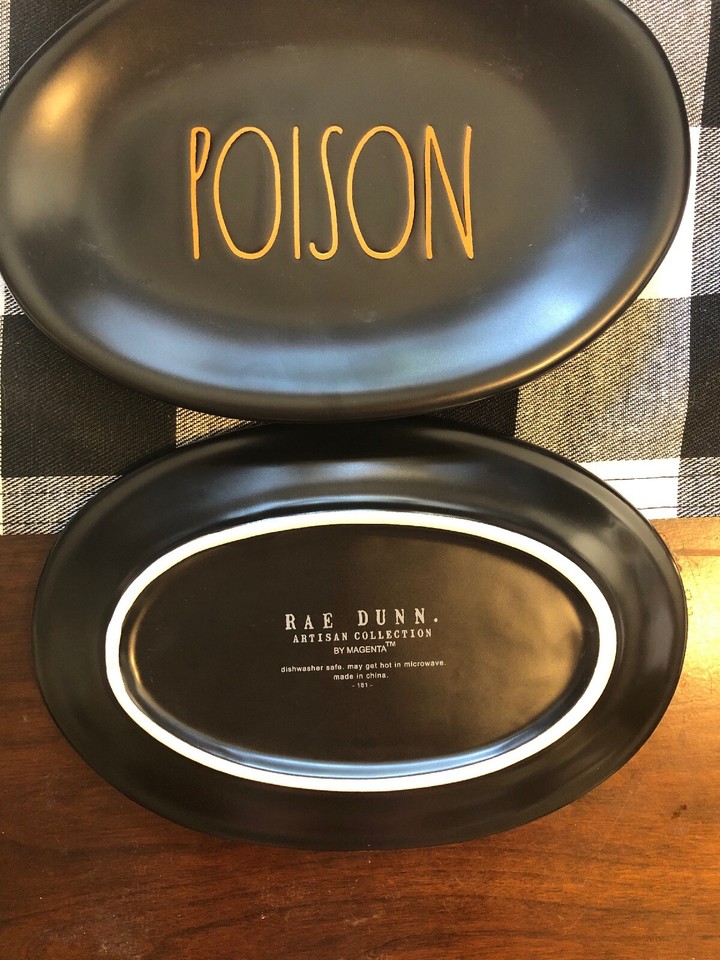 New Rae Dunn By Magenta Black Poison Halloween Oval Plates Set Of 2 | eBay