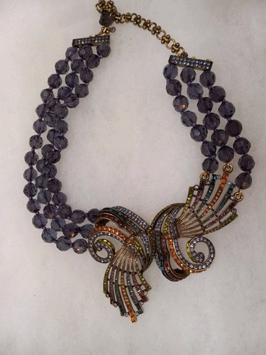 HEIDI DAUS BIB CHOKER NECKLACE MULTI COLOR RHINESTONE CUSTER PURPLE ...
