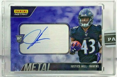 Justice Hill 2019 Panini Instant Metal Sigs Autograph Auto RC #'d 5/10 ...