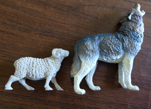 2 Hard plastic animal figure toys: Wolf, Ram | eBay