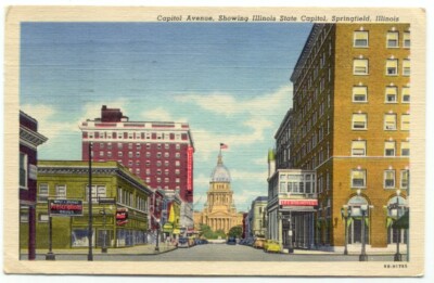 Springfield IL Capitol Avenue Linen Postcard Illinois | eBay