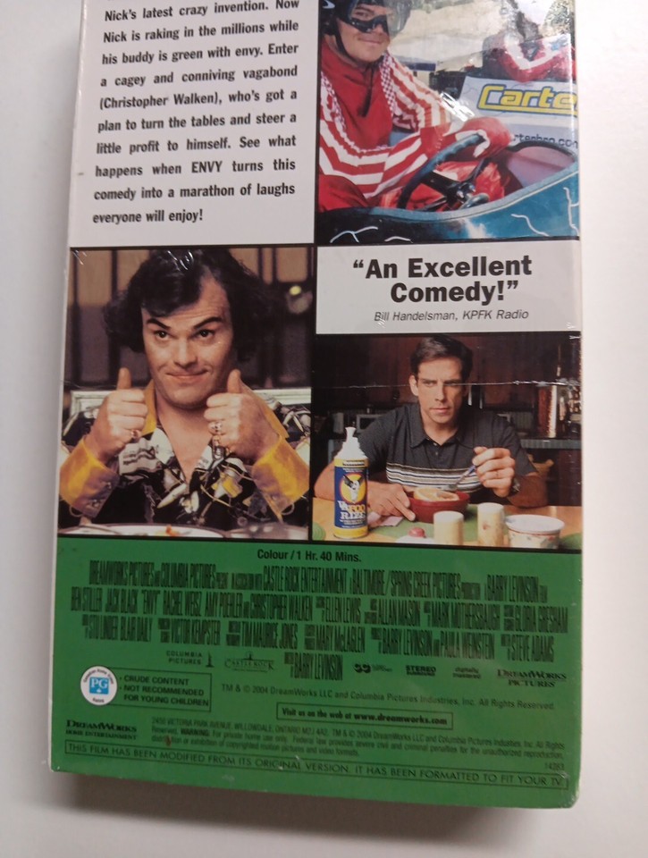 Envy Film VHS 2004 Ben Stiller Jack Black Comedy Wild And Wacky Brand ...