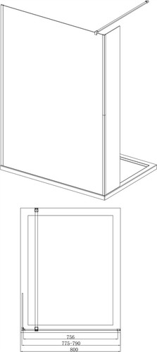 Modern 800mm Walk In Wet Room Shower Screen Return Panel Easy Clean 8mm ...