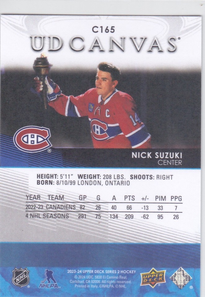 2023/24 UD..NICK SUZUKI..CANVAS..CARD # C165..CANADIENS..FREE COMBINED ...