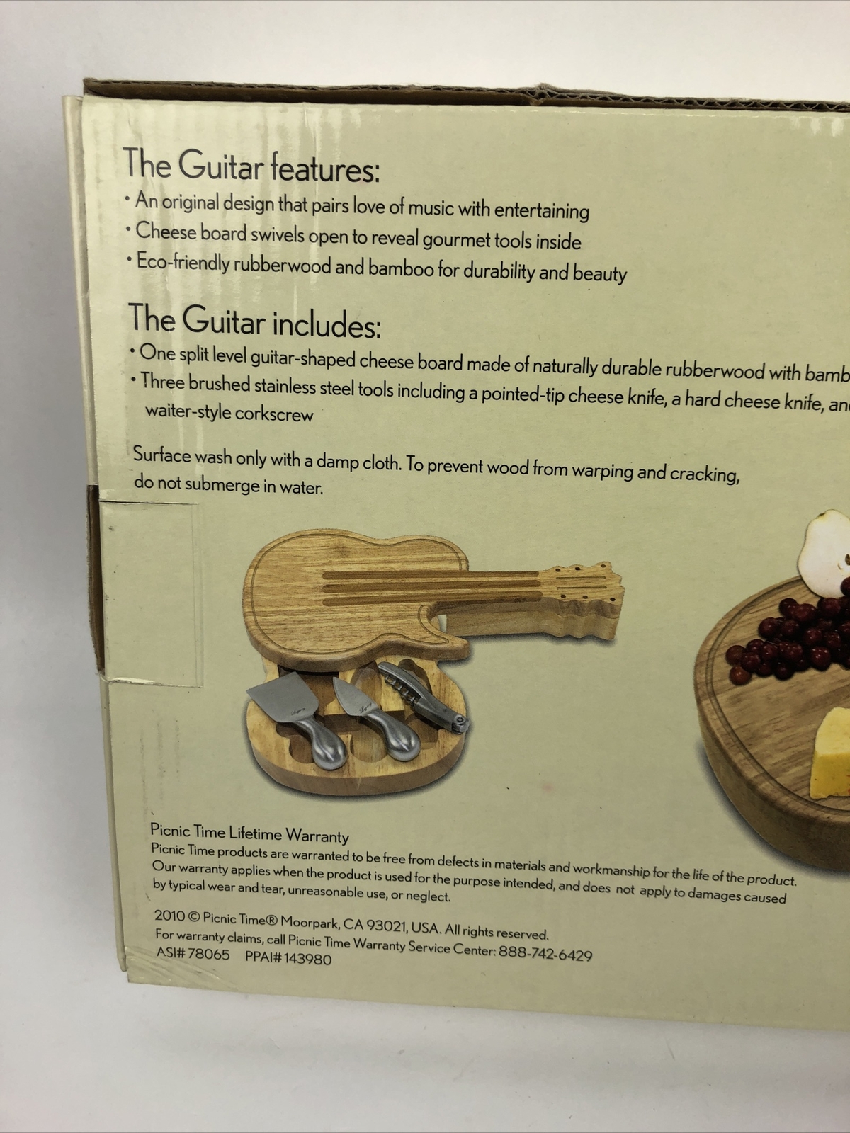 Guitar Cheese Board & Knife Set, Novelty Charcuterie Board Set w Cheese ...