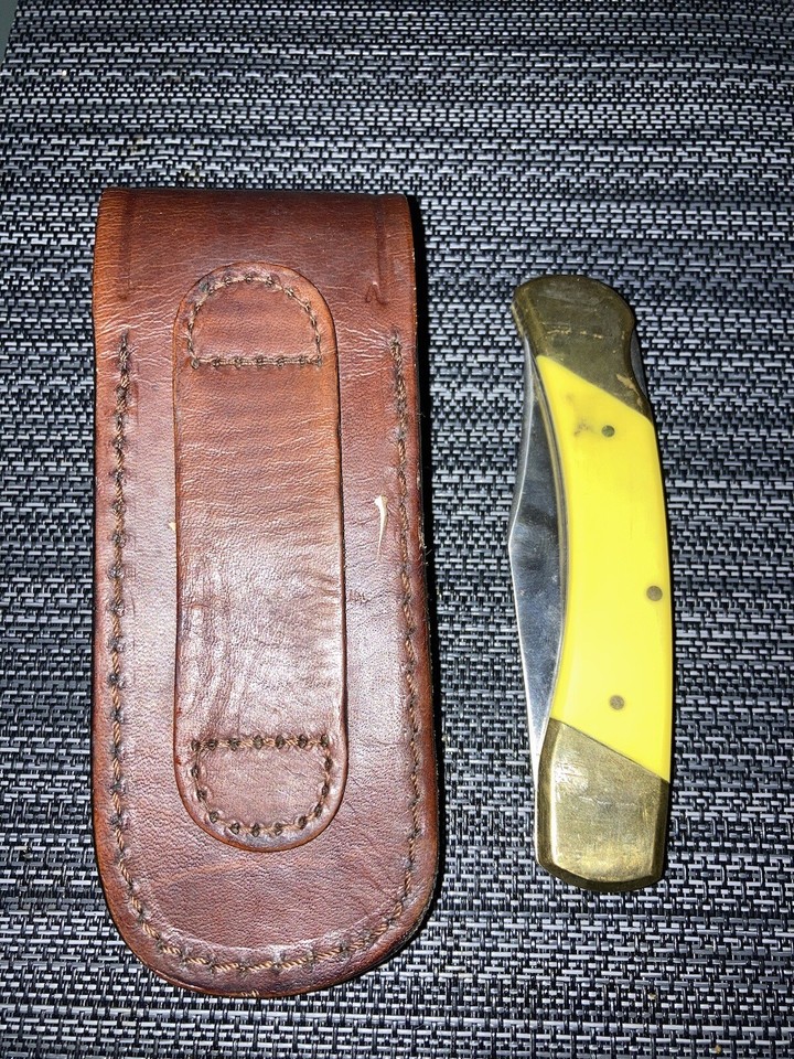 Schrade Uncle Henry Crenshaw Folding Lock blade Knife & Sheath Plain ...