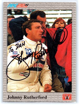 Johnny Rutherford Signed Autographed Card 1991 All World Indy #54 "To ...