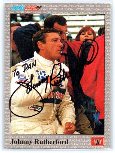 Johnny Rutherford Signed Autographed Card 1991 All World Indy #54 "To ...