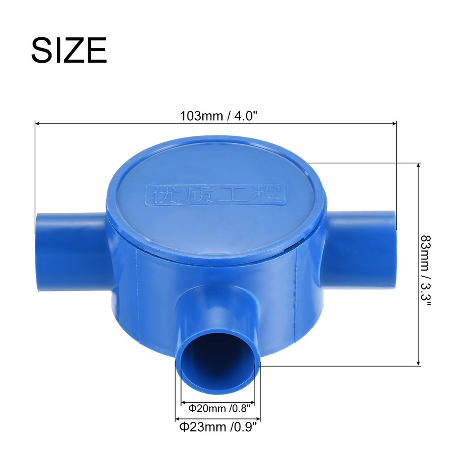 PVC Conduit Box Junction Box T-Shaped Round Box 20 mm Waterproof Pack ...