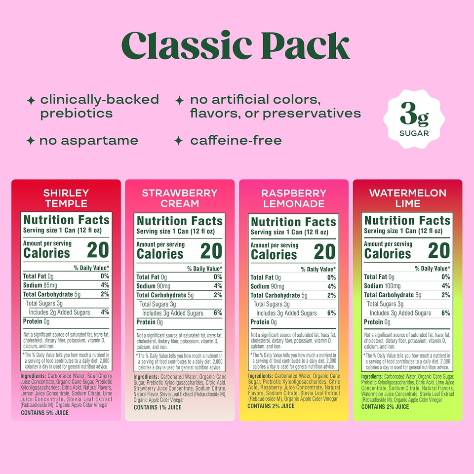 Bloom Pop Prebiotic Soda 12 Pack, Variety Pack, 12Oz Cans | Prebiotic ...