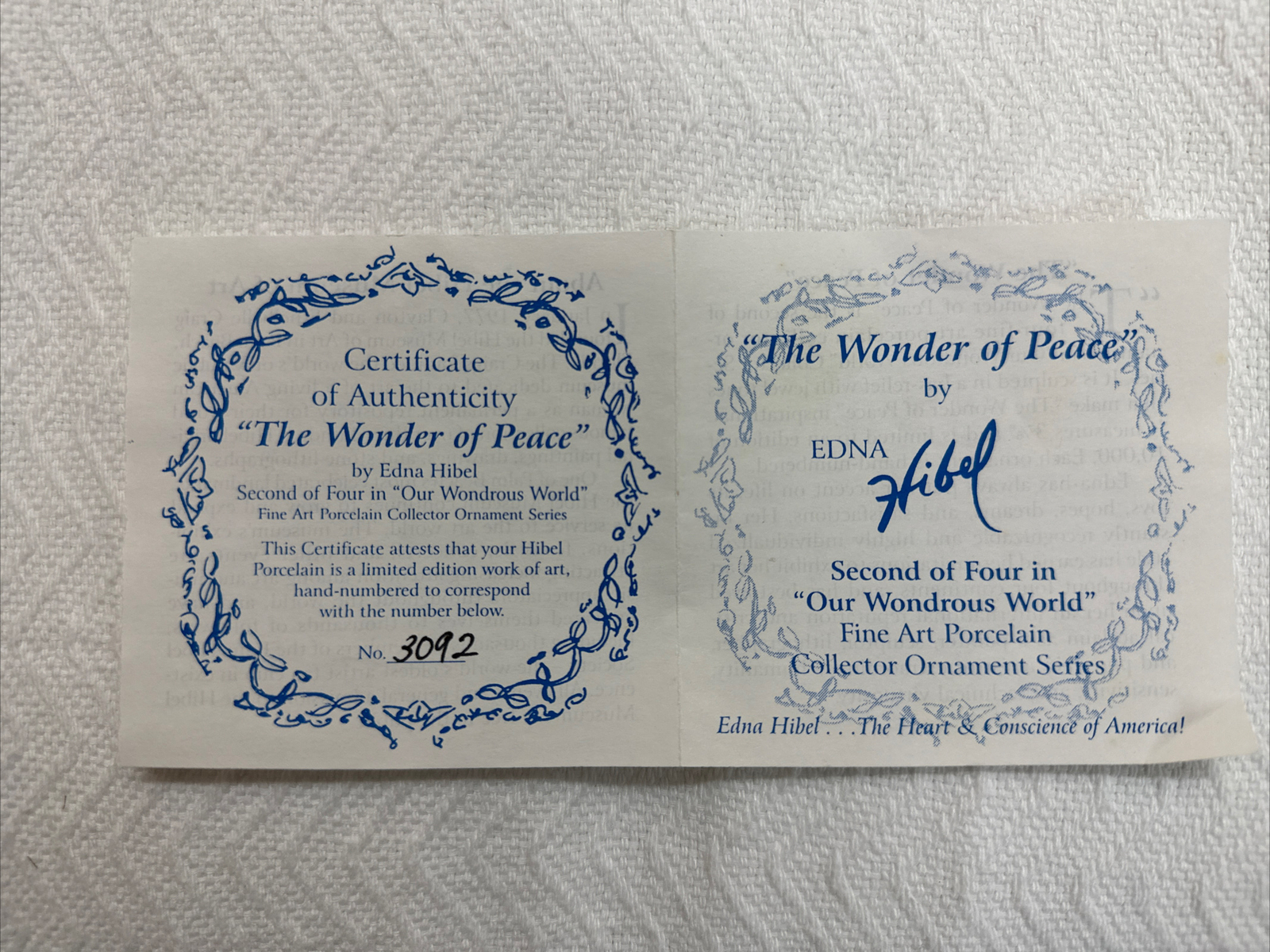 Edna Hibel "The Wonder of Peace" Porcelain Ornament - 1996 #3092 | eBay