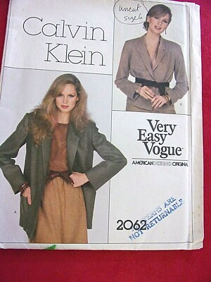 UNCUT VOGUE #2062 DESIGNER CALVIN KLEIN SZ 6 JACKETS SEWING PATTERN | eBay