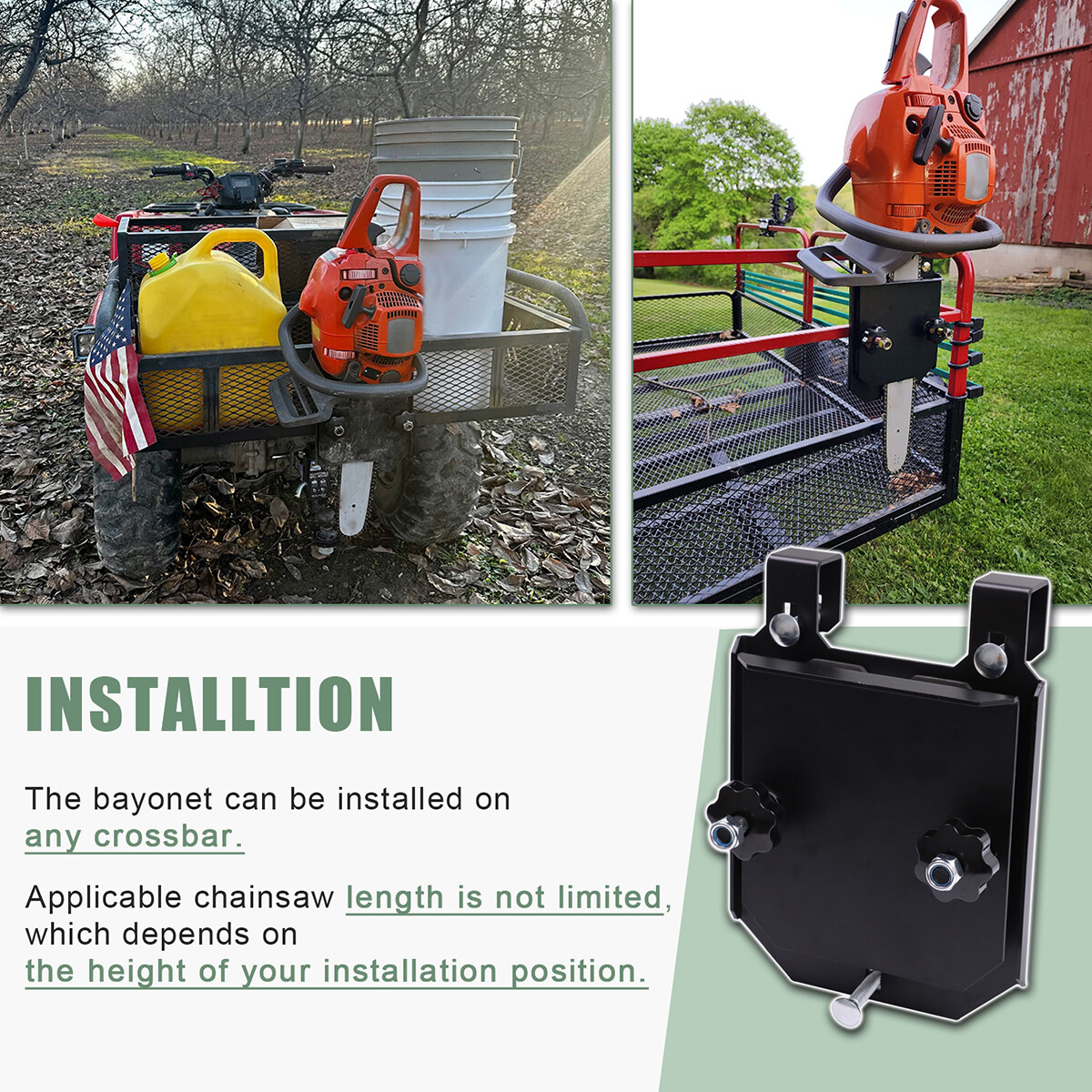 TIEWARDS Chainsaw Mount Holder Universal ,Chainsaw Carrier Steel ATV ...