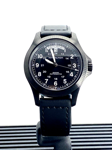 Hamilton Khaki Field King Black Dial & Leather Men's Watch H64465733 | eBay