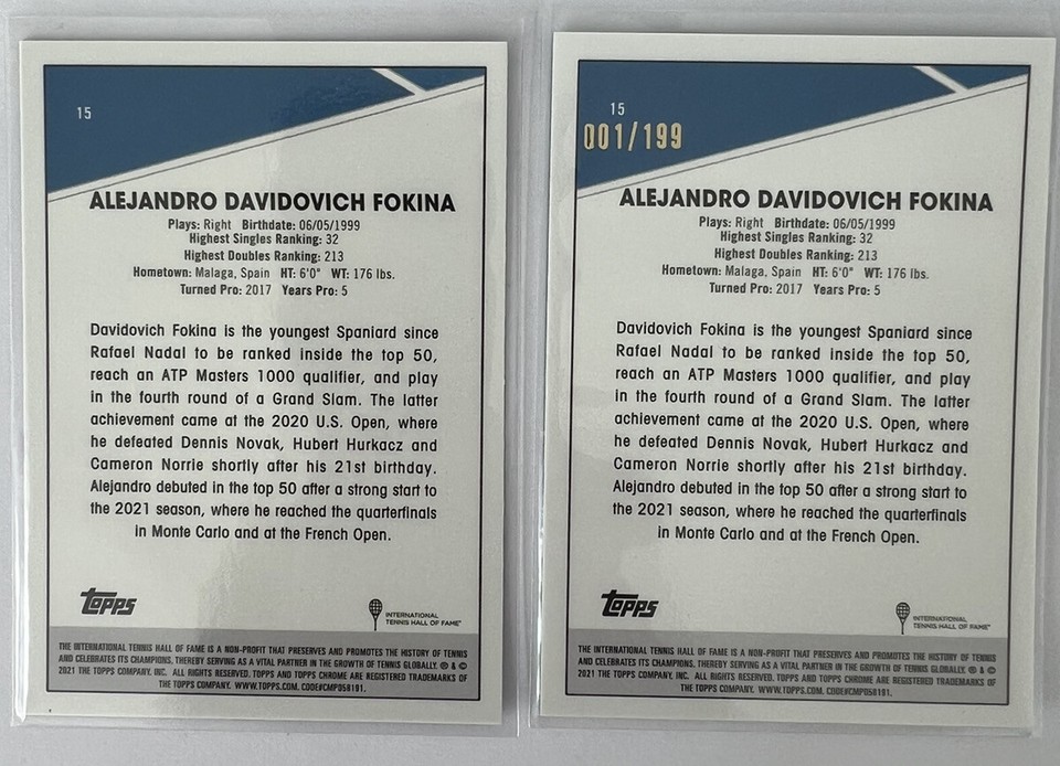 2 Card Lot - 2021 Topps Chrome Sapphire Tennis MAX PURCELL #78 ...