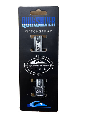 Quiksilver Time Watch-strap band Hook & Loop 18mm Lug Black Nylon White ...