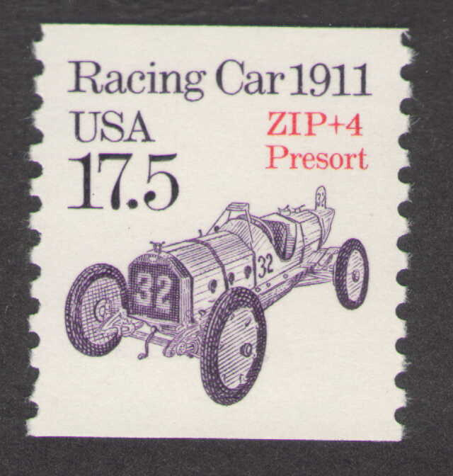 US. 2262a. 17.5c. Racing Car 1911. Precancel "Zip + 4 Presort" MNH ...