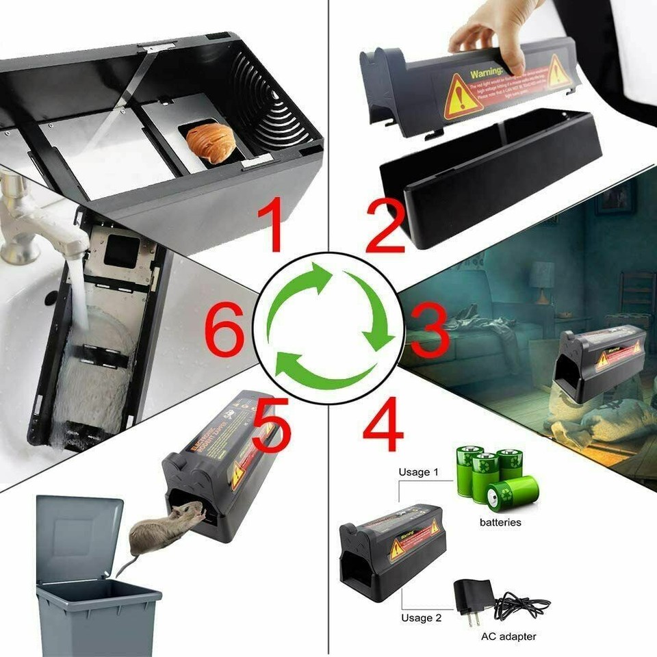 3PK Electronic Mouse Rat Trap Pest Control Electric Rodent Zapper Home ...