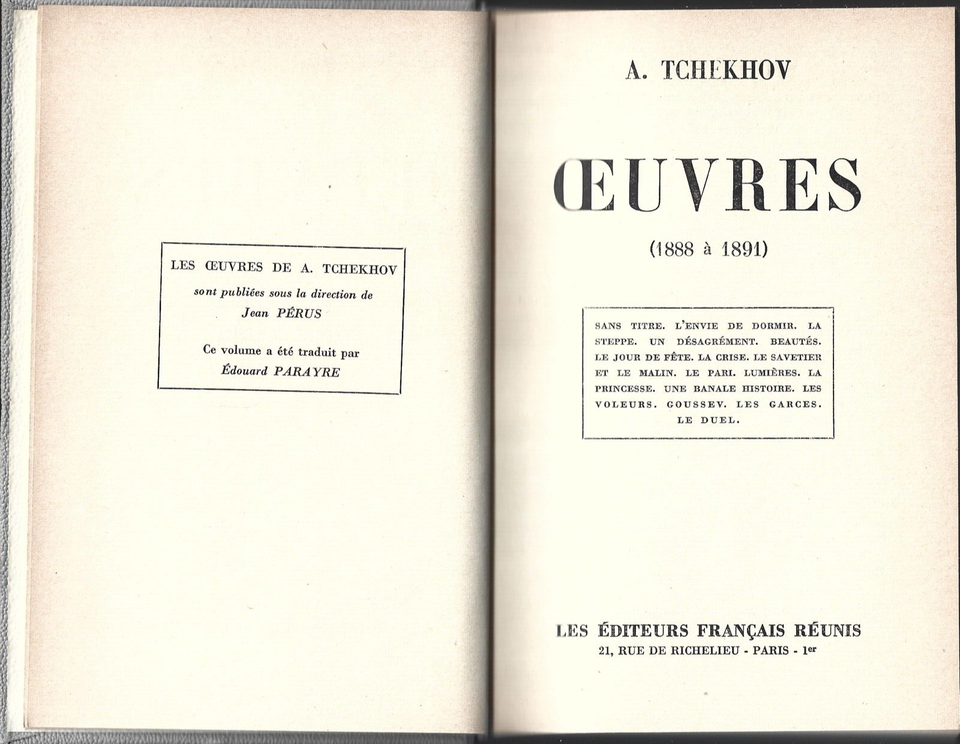 TCHEKHOV OEUVRES 11 VOLUMES 1883-1892 FRENCH TEXT ANTON CHEKHOV HC BOOK ...