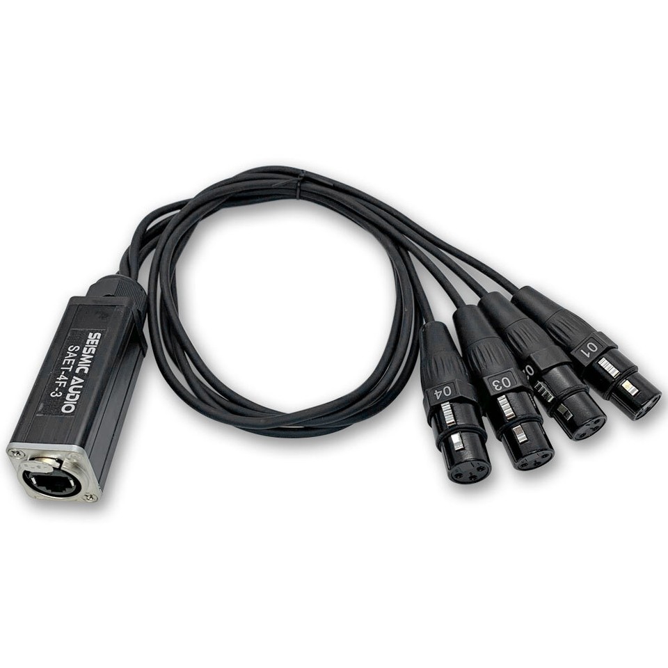4 Channel RJ45 Ethercon to XLR Female Breakout Audio Snake Cable - 3 ...