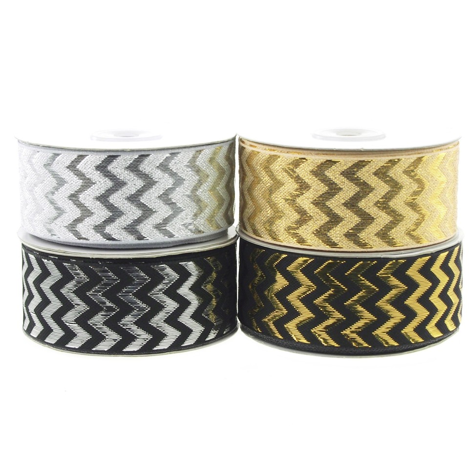 Metallic Chevron Ribbon, 1-1/2-inch, 25-yard, Gold, 1-1/2-inch | eBay