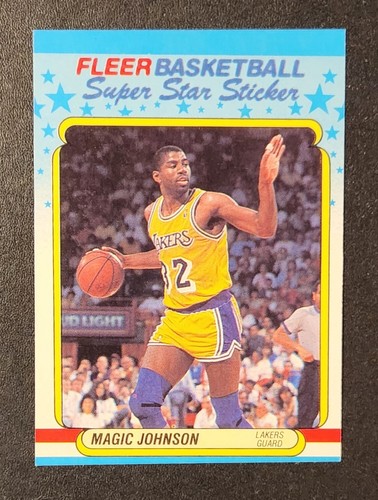 1988 Fleer Basketball - MAGIC JOHNSON #6 Super Star Sticker - LA Lakers ...