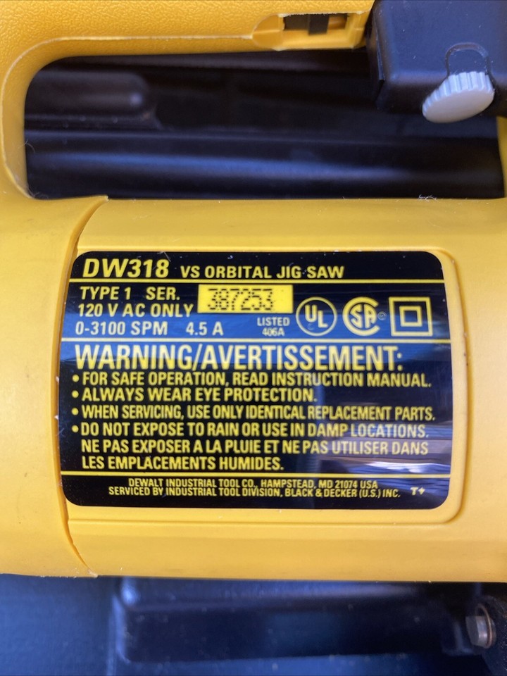 Dewalt DW318 VS Variable Speed Orbital Jig Saw 99461751187| eBay