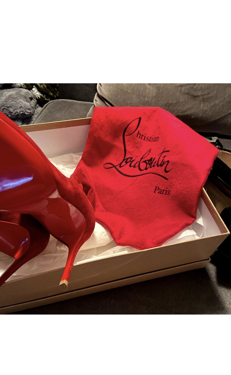 Christian Louboutin Red Flame Victorina stiletto heels flame suede ...