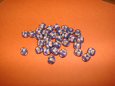 20 Peruvian Ceramic Beads Round 8mm Southwestern Inca Aztec Navy Blue ...