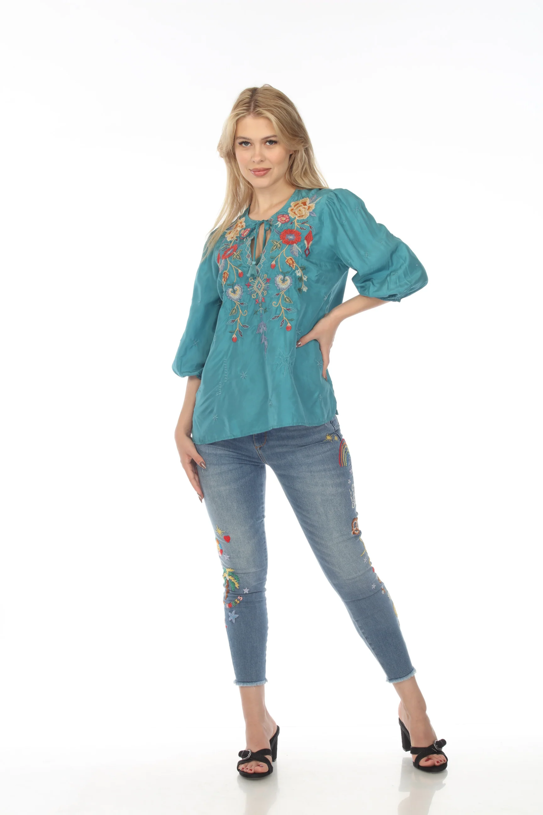 Johnny Was Workshop Taryn Flowy Tassel Silk Blouse Boho Chic W14022 | eBay