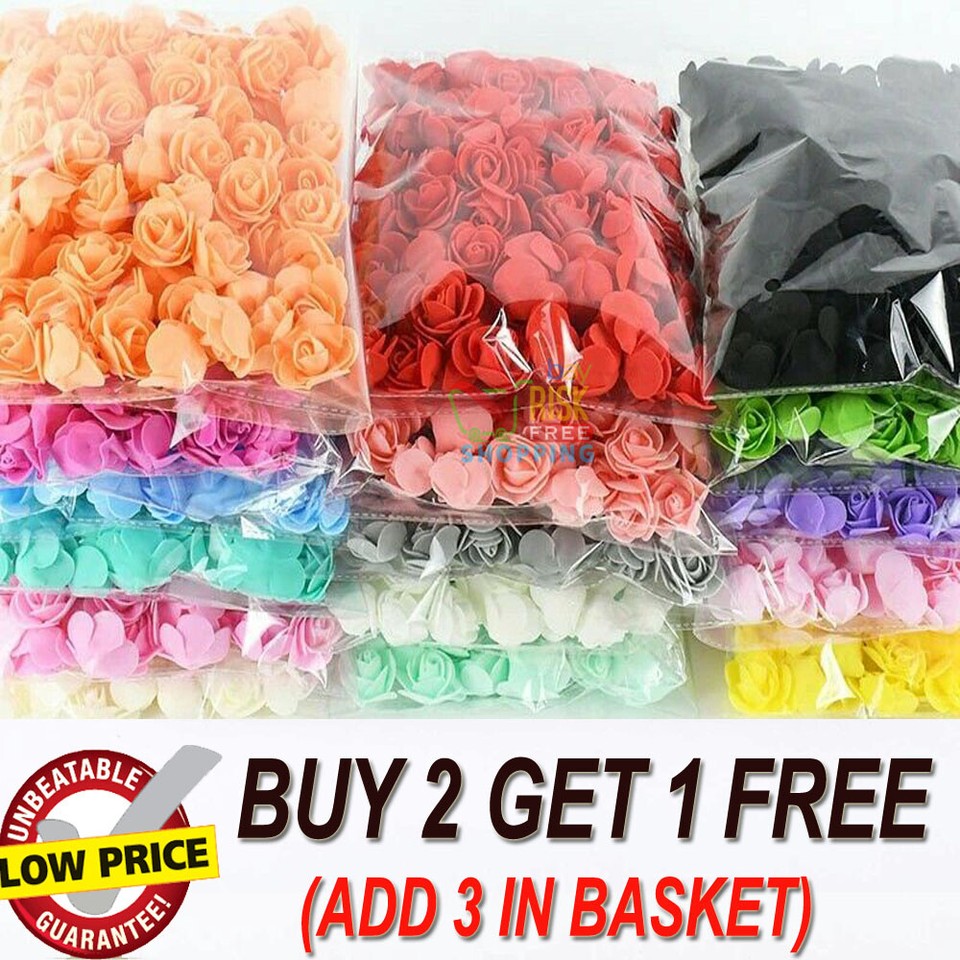 1000 Foam Mini Roses WHOLESALE Heads Buds Small Flowers Wedding Home ...