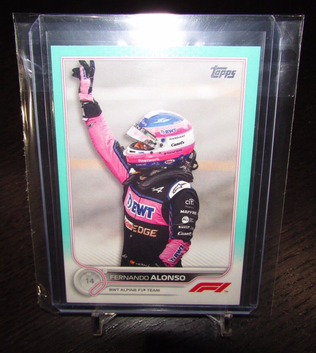 2022 Topps F1 Fernando Alonso #D BWT ALPINE PR Portrait w/ Helmet AQUA ...