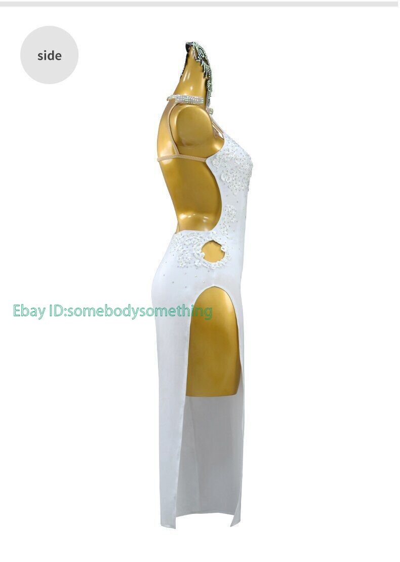 White Latin Dance Dress Women's Ballroom Costume Practice Clothes Hot ...