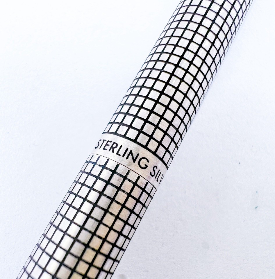 NOS Pilot japan grandee Sterling Silver ballpoint pen Twist Grid ...